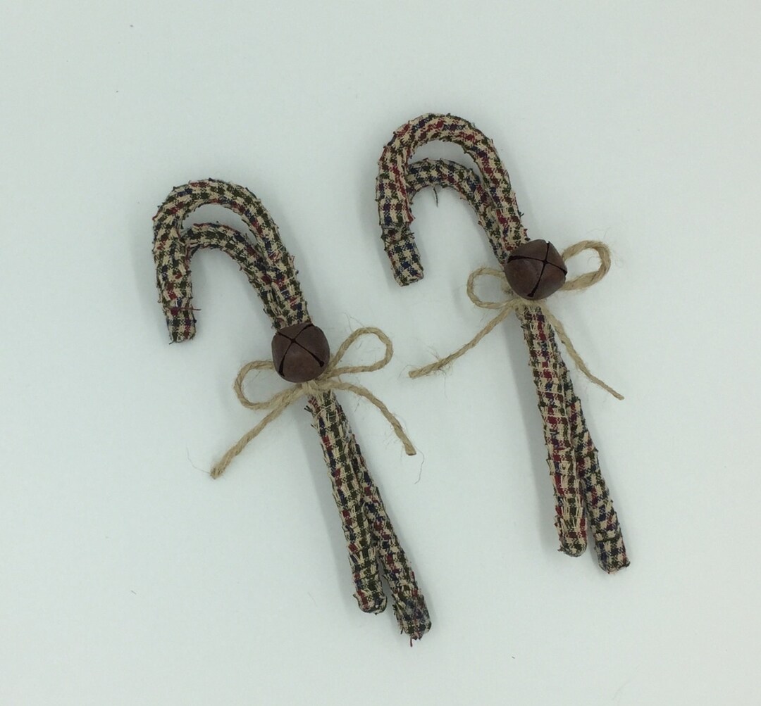 Christmas Candy Canes Homespun Fabric Wrapped Primitive Candy Canes ...