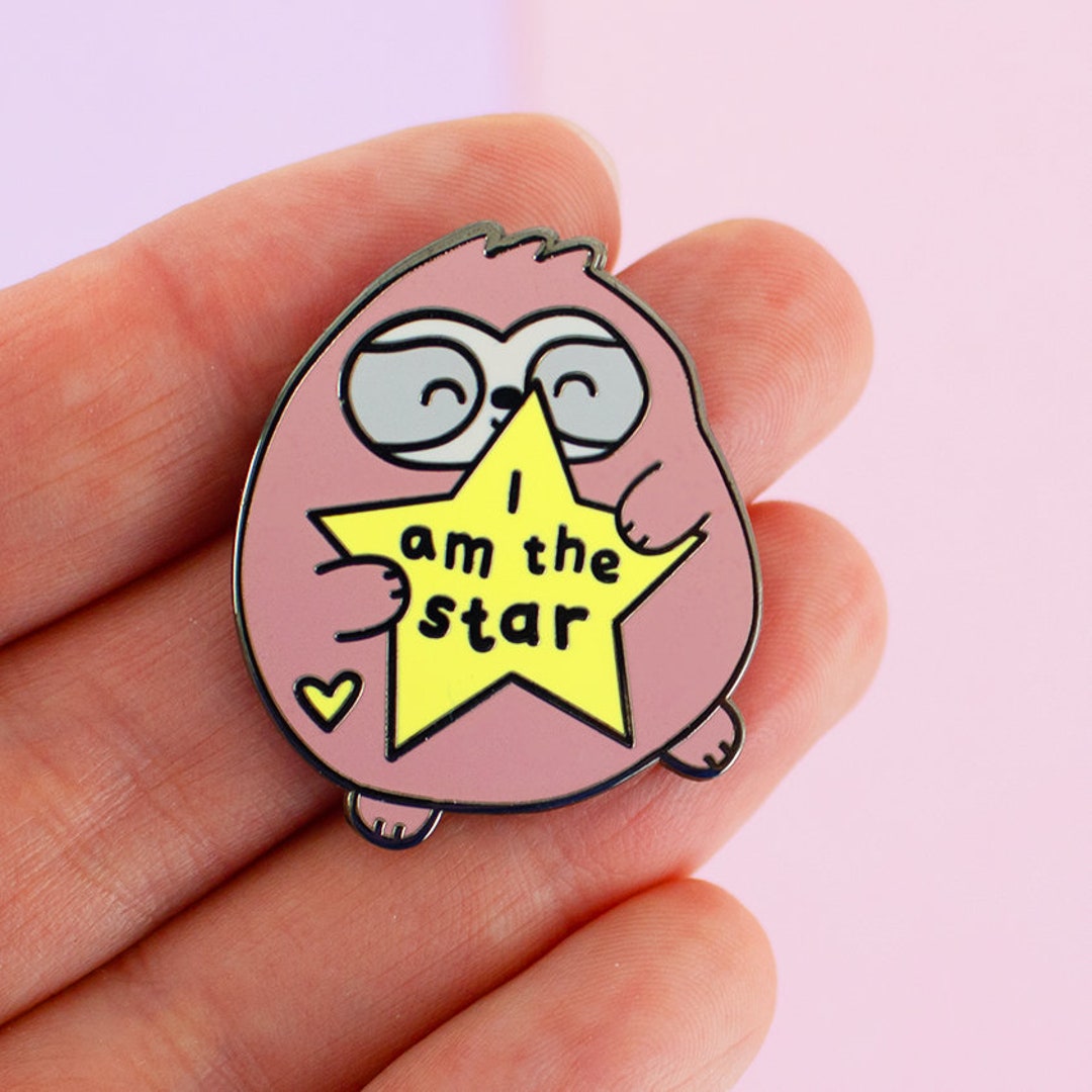 Cute Sloth Enamel Pin, Star Enamel Pin, Hard Enamel Pin, Sloth Badge ...