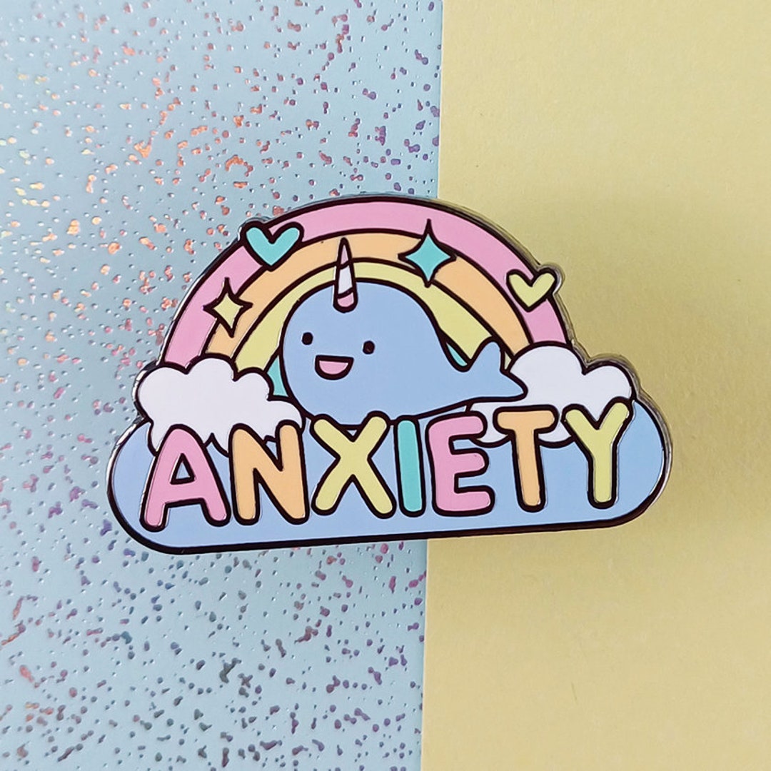 Mental Health Pin, Anxiety Enamel Pin, Anxiety Jewelry, Rainbow Enamel ...