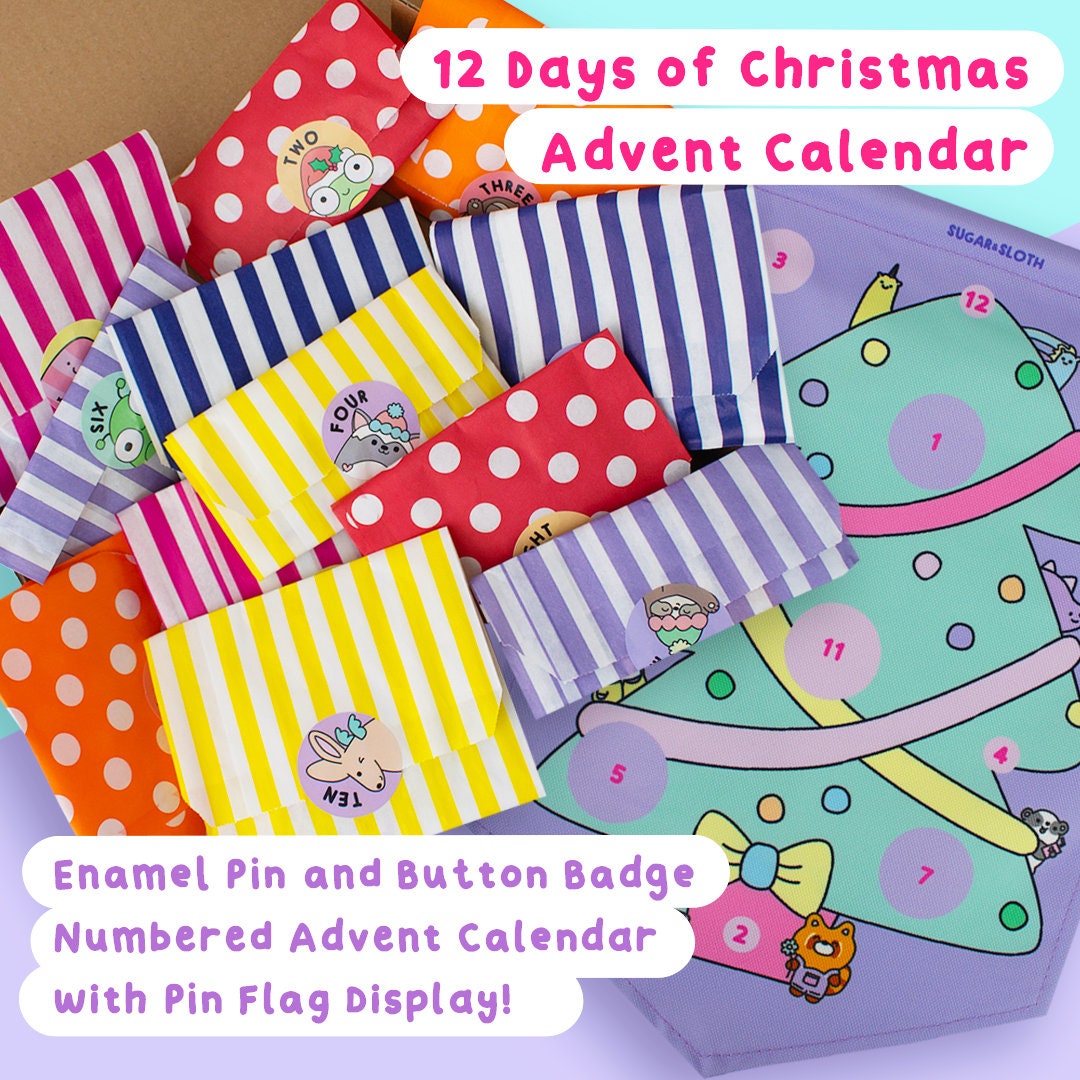 The 12 Days of Christmas Enamel Pin and Badge Advent Calendar and Pin ...