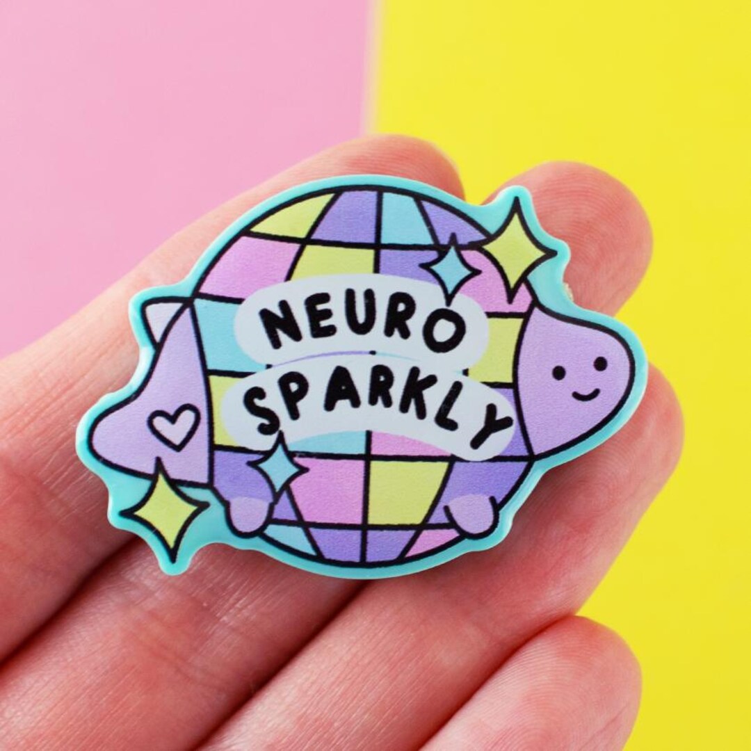 Dinsoaur Neuro Sparkly Acrylic Pin, Acrylic Pin, Autism Pin, ADHD Badge ...