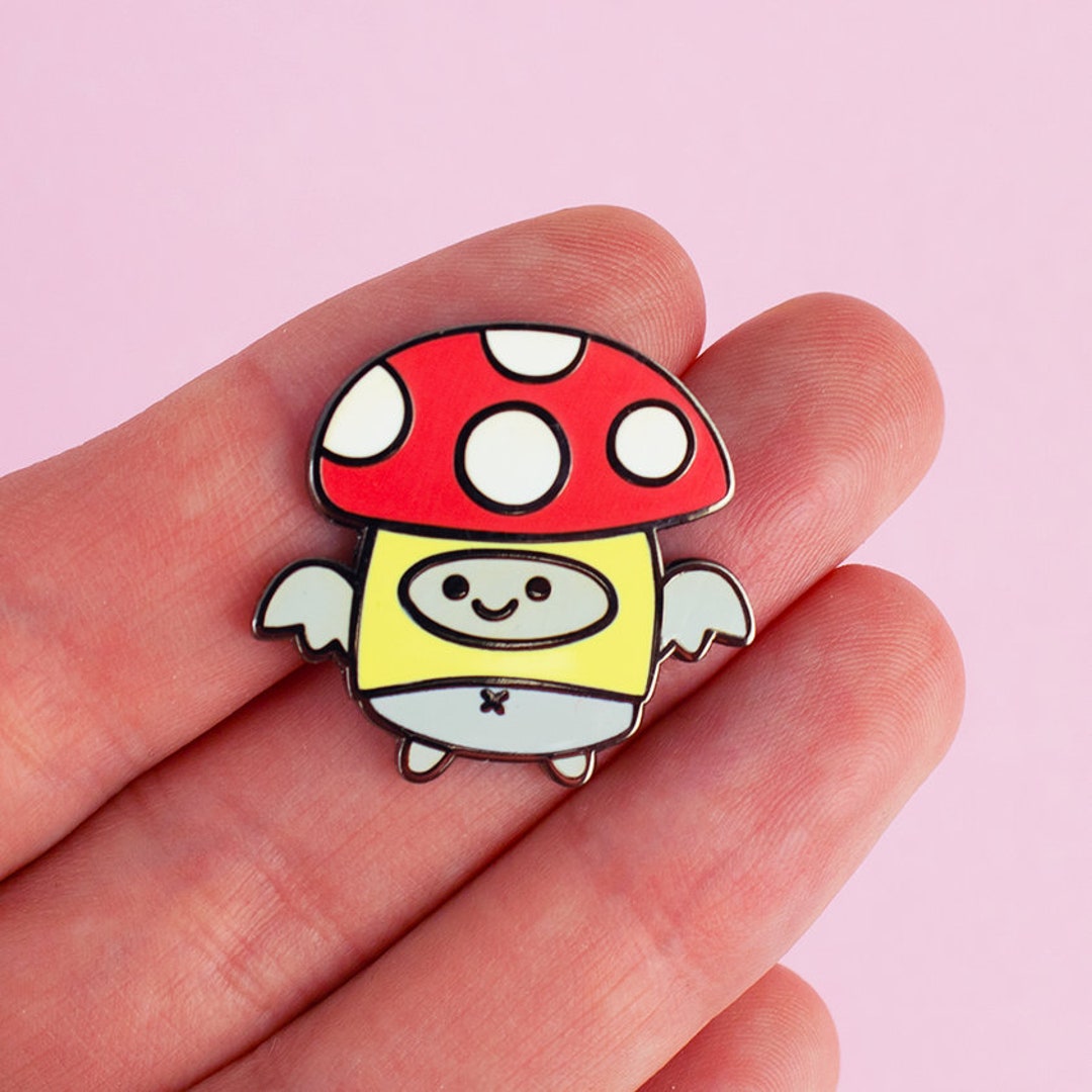 Lucky Bat-shroom Enamel Pin Cute Bat Enamel Pin Kawaii - Etsy