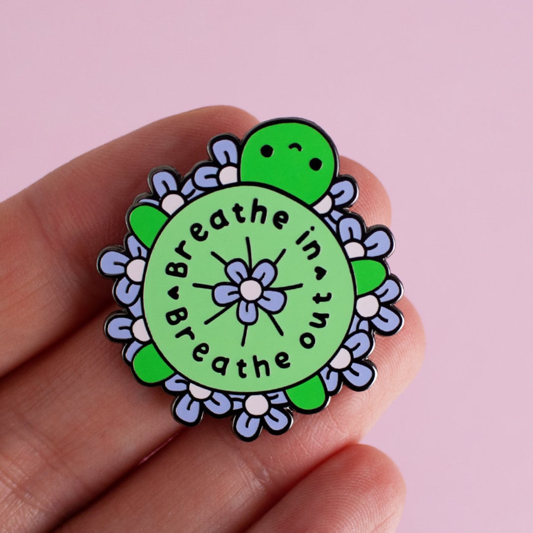 Breathe In, Breathe Out Mindful Turtle Enamel Pin, Self Care Pins ...