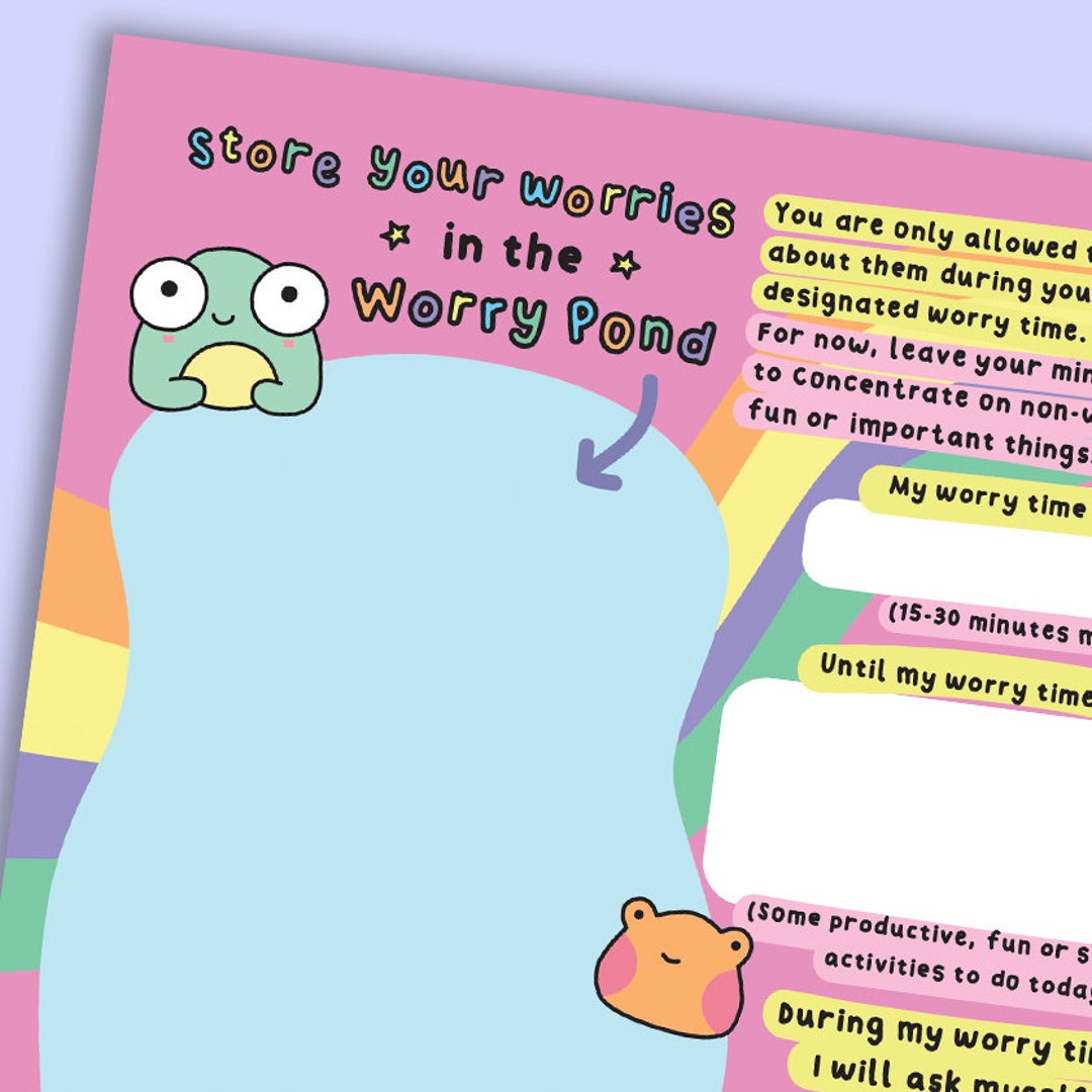 Cute Frog Worry Pad A5 Notepad, Cbt Therapy, Cbt Worksheets, Cbt for ...