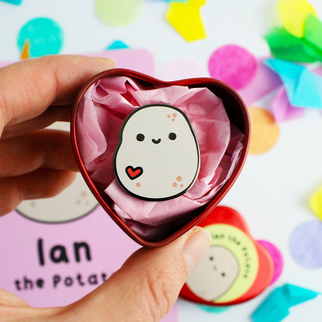 Ian the Potato Enamel Pin in a Heart Tin, Enamel Pin Love, Self Love ...
