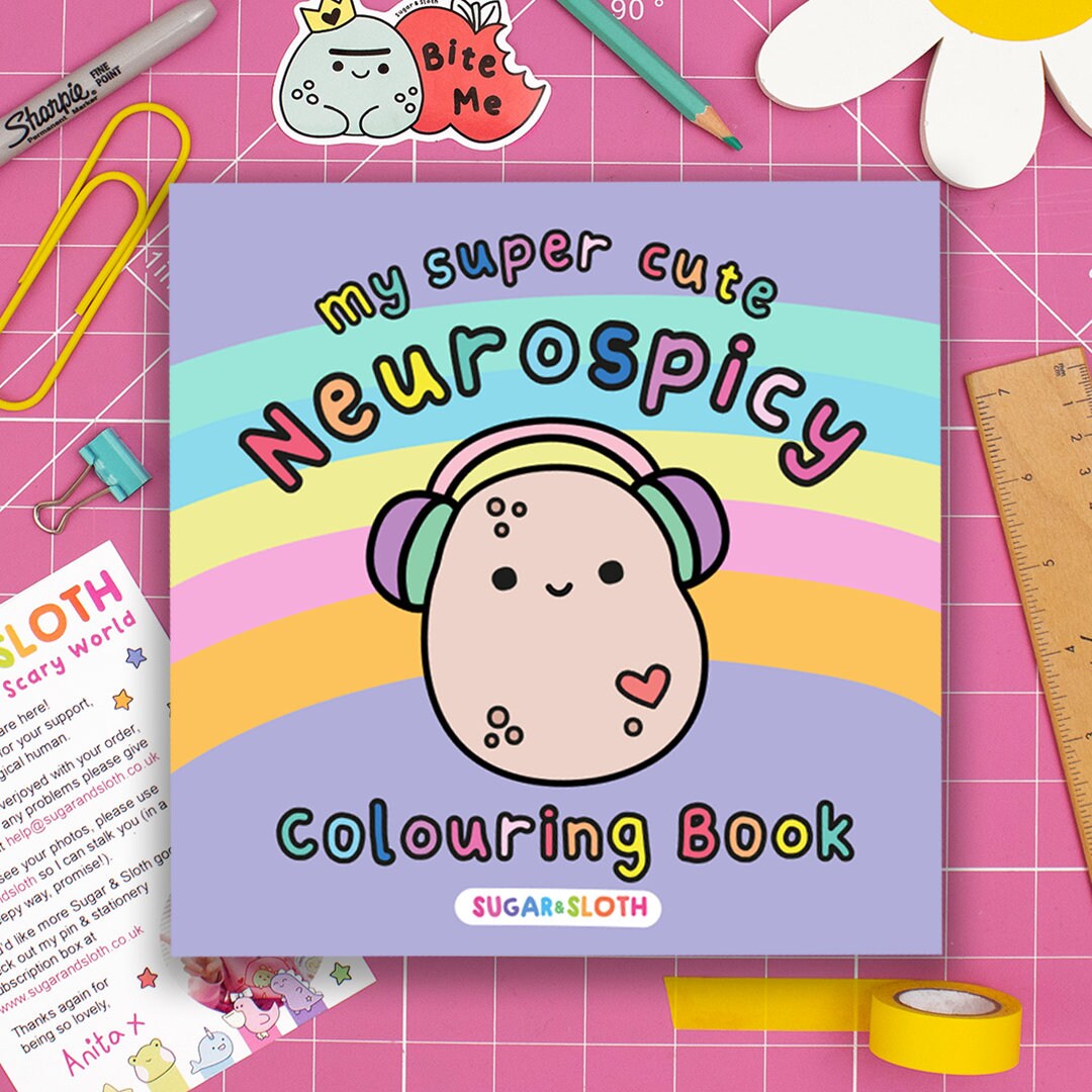 Neurospicy Colouring Book, Cute Bold and Easy Colouring Book for Kids ...