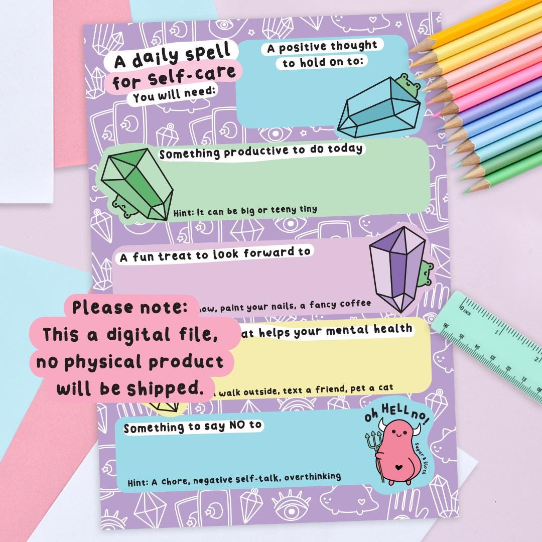 Digital Download PDF: A Daily Spell for Self-care, Digital Worksheets ...