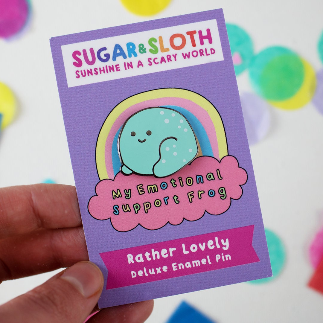Frog Enamel Pin, Emotional Support Frog, Cute Frog Pin, Enamel Pin Frog ...
