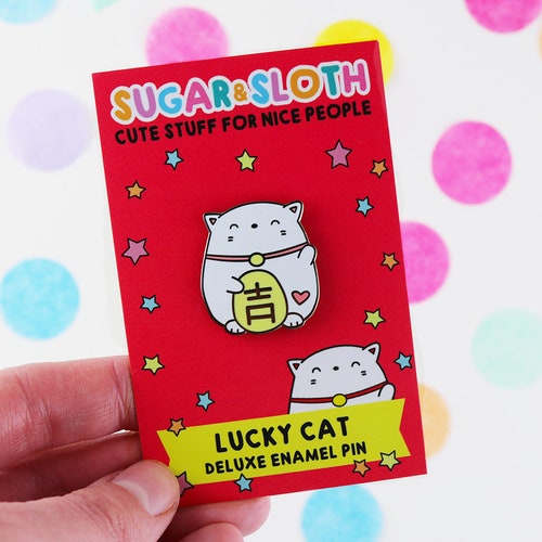 Porcelain Cat Curled Cat Pin 35mm Hard Enamel Pins - Etsy