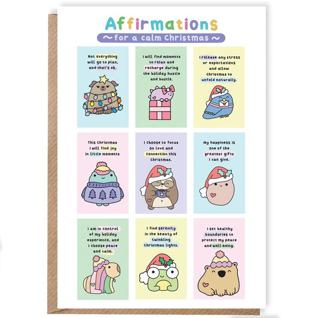 Affirmations for a Calm Christmas Card, Affirmations Christmas Card ...