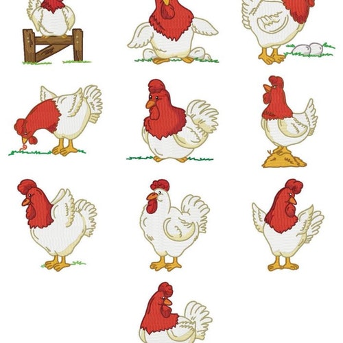 Chicken Embroidery Design Instant Download - Etsy