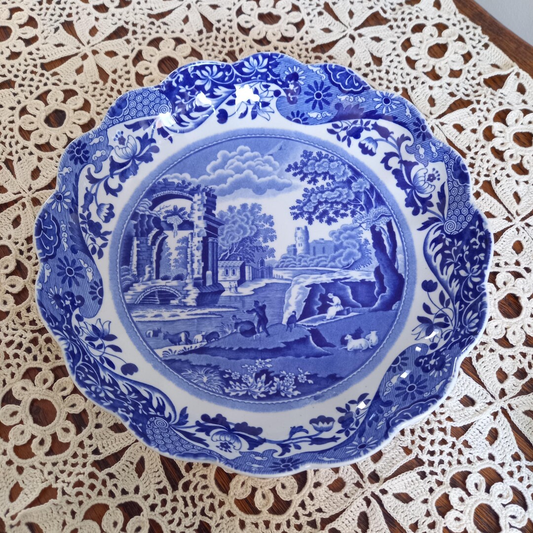 Italian Blue Spode Flan Dish: Scalloped Edge Serving Dish - Etsy