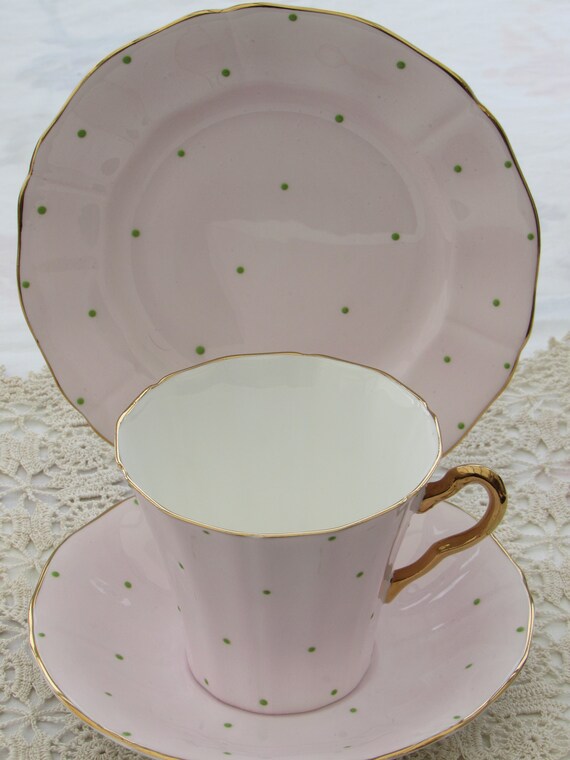 Dakin Tea Cup Trio Vintage Pink Polka Dot Tea Cup Set - Etsy