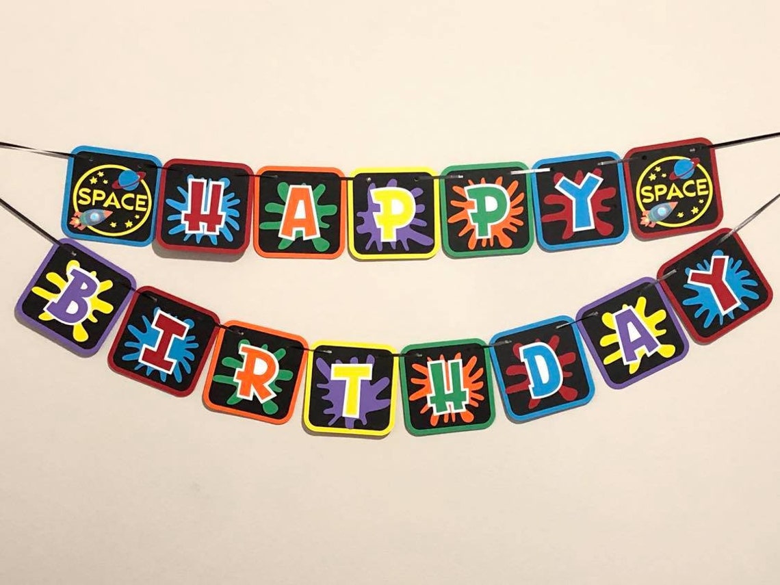 Space Birthday Banner. Space Banner. Outer Space Banner. Alien | Etsy