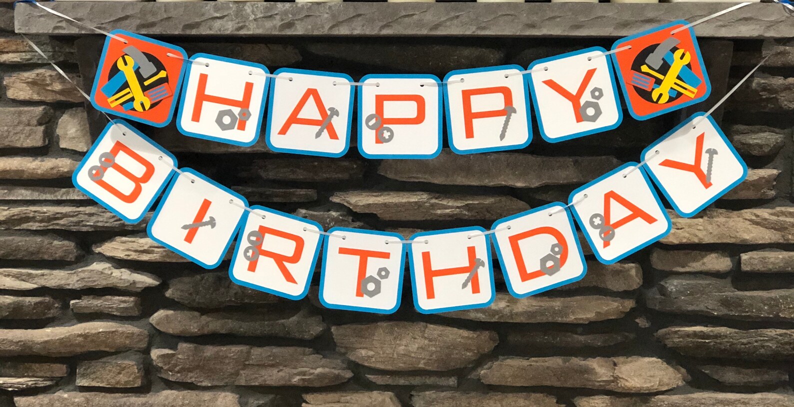 Tools Birthday Banner. Tools Banner. Handyman Banner. Construction Zone ...
