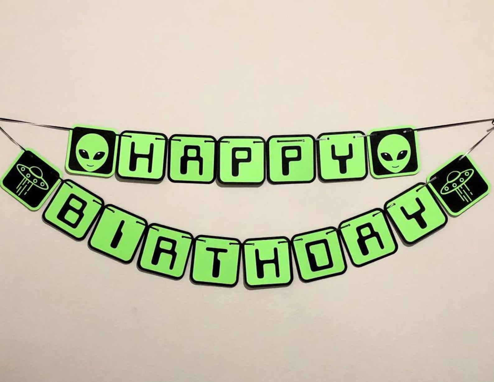Alien UFO Happy Birthday Banner. Alien UFO Banner. Alien - Etsy