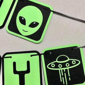 Alien UFO Happy Birthday Banner. Alien UFO Banner. Alien - Etsy