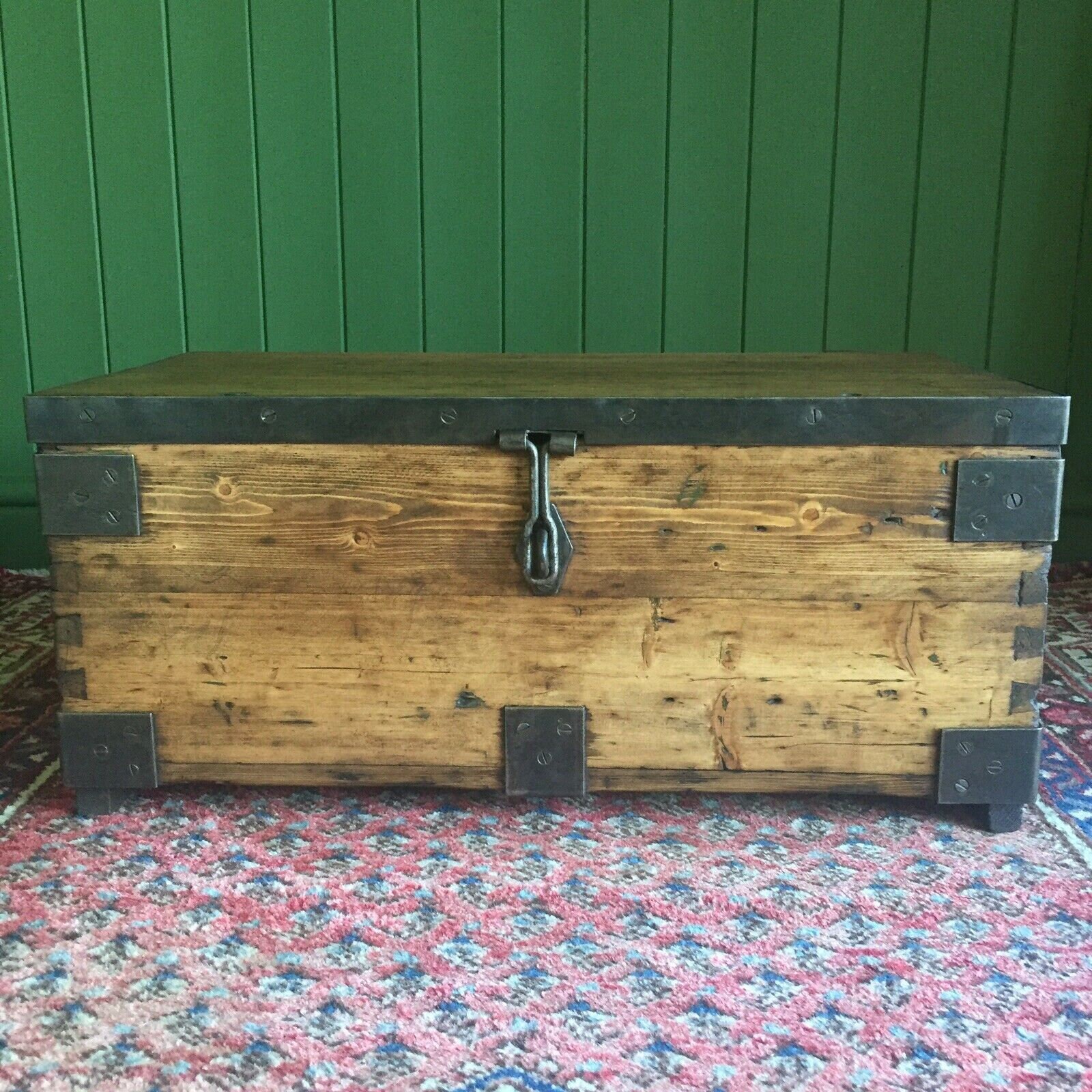 Reclaimed Vintage Military Chest Old Rustic Industrial Pine Trunk ...