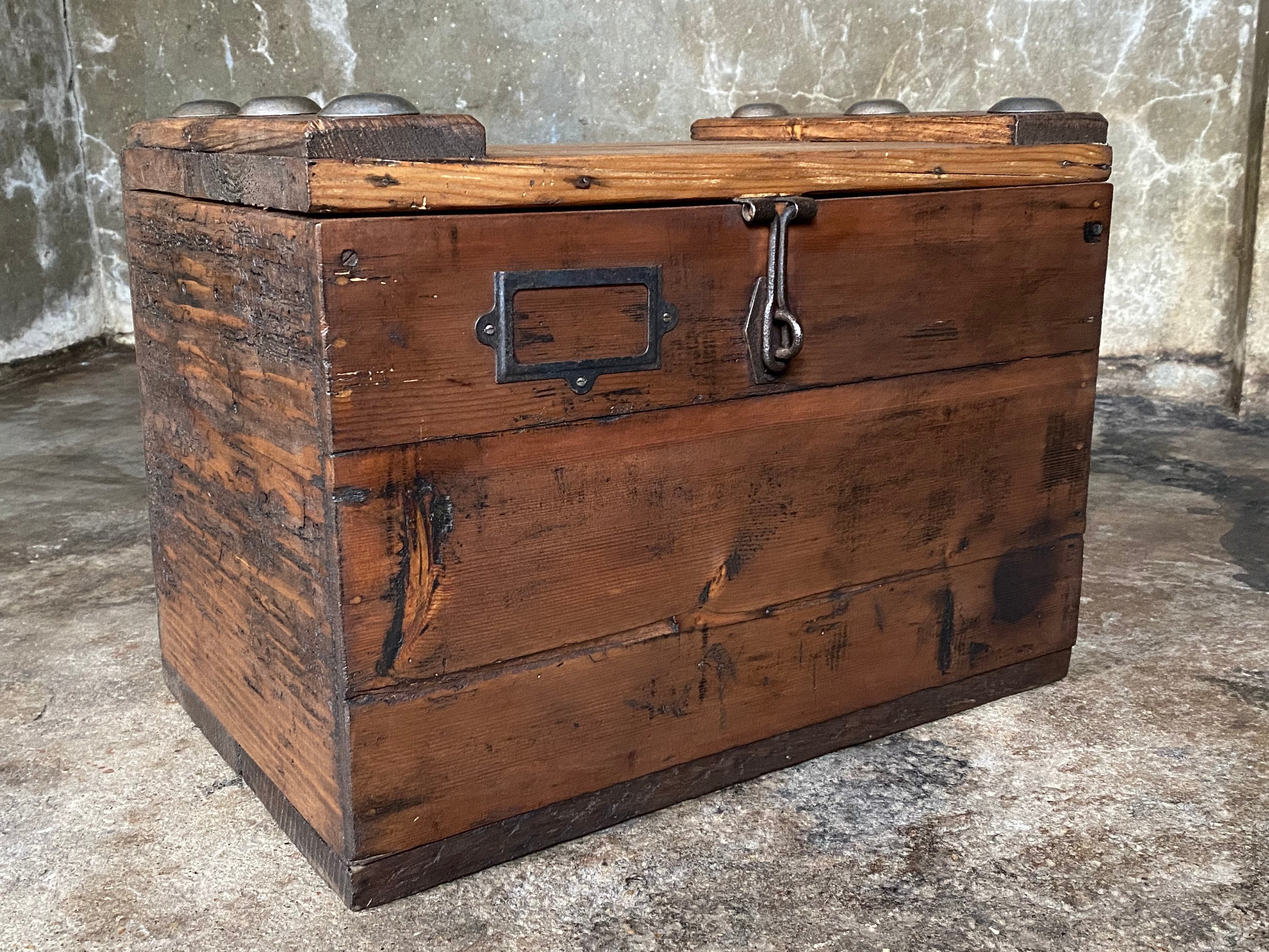 ANTIQUE Industrial Wooden Trunk Chest, Table, TV Stand - Upcycled ...