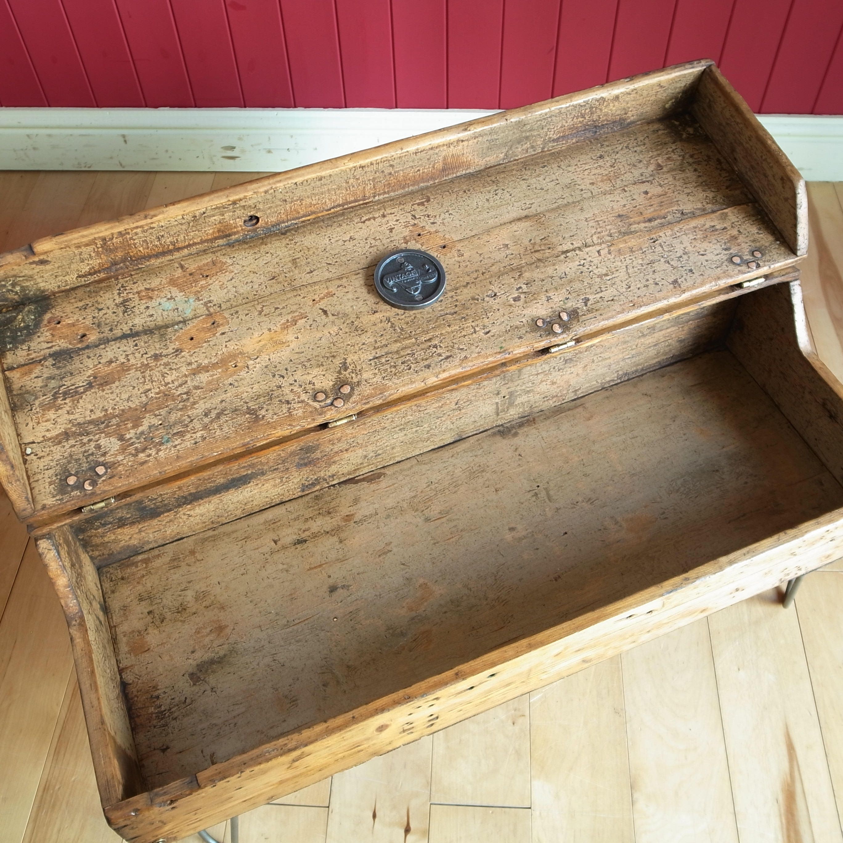 Reclaimed Wooden Chest Coffee Table Vintage Industrial Tool Chest ...