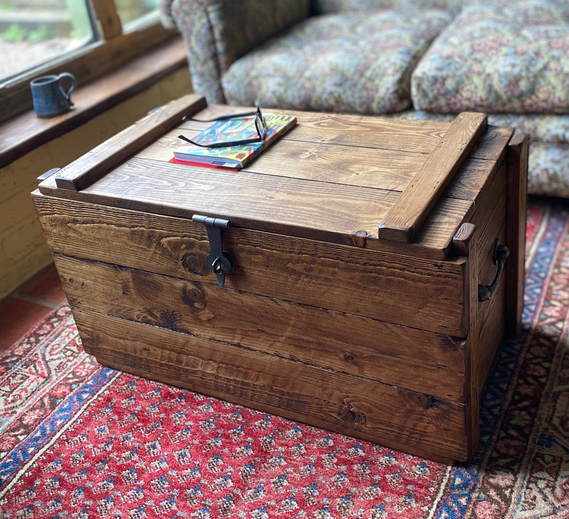 Rustic TRUNK Chest Coffee Table | Storage Box | Ottoman | Reclaimed ...