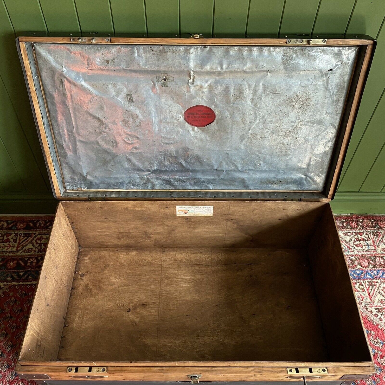 ANTIQUE Industrial Rustic Trunk Chest Coffee Table Storage Box Key ...