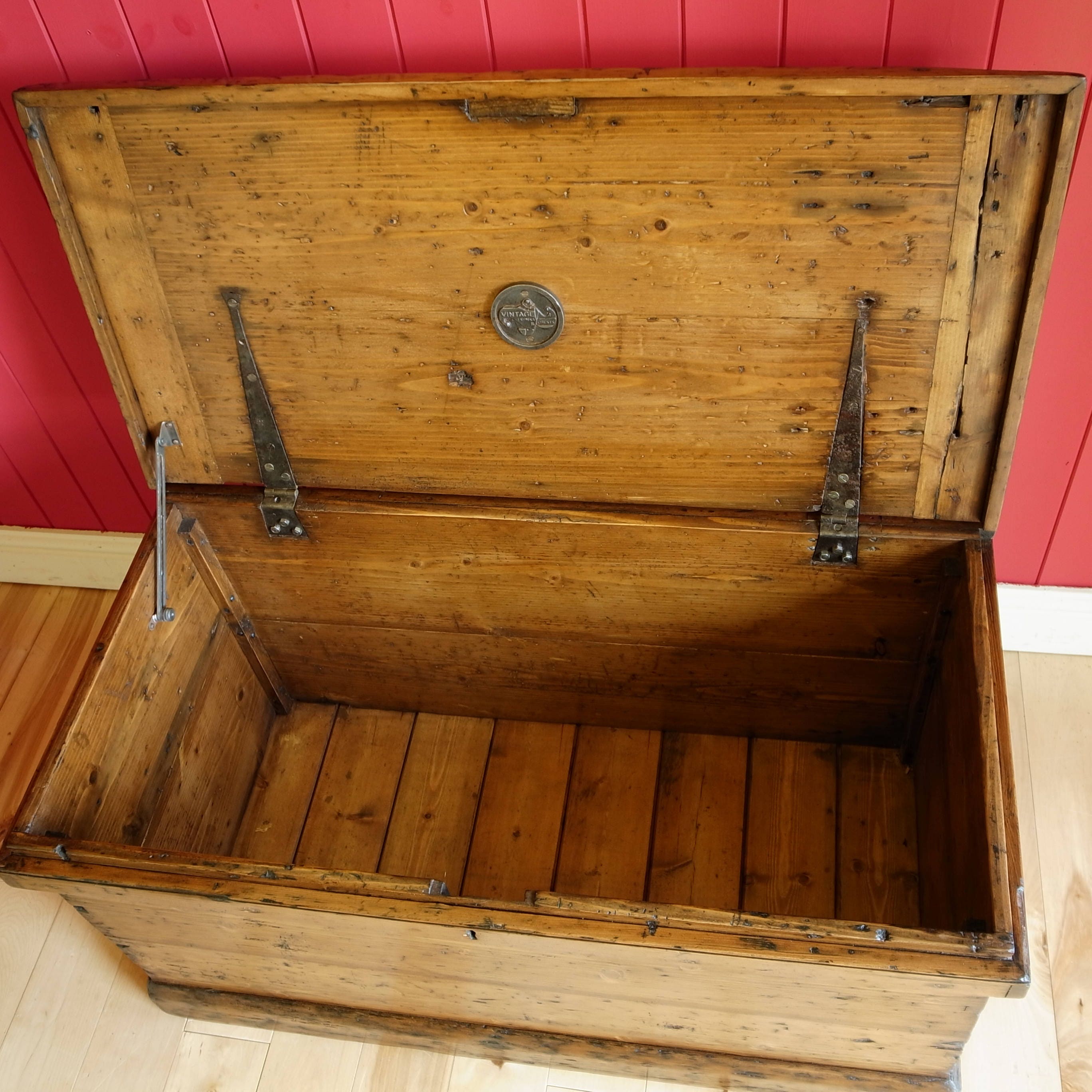 Antique Victorian Rustic Wooden Chest Coffee Table
