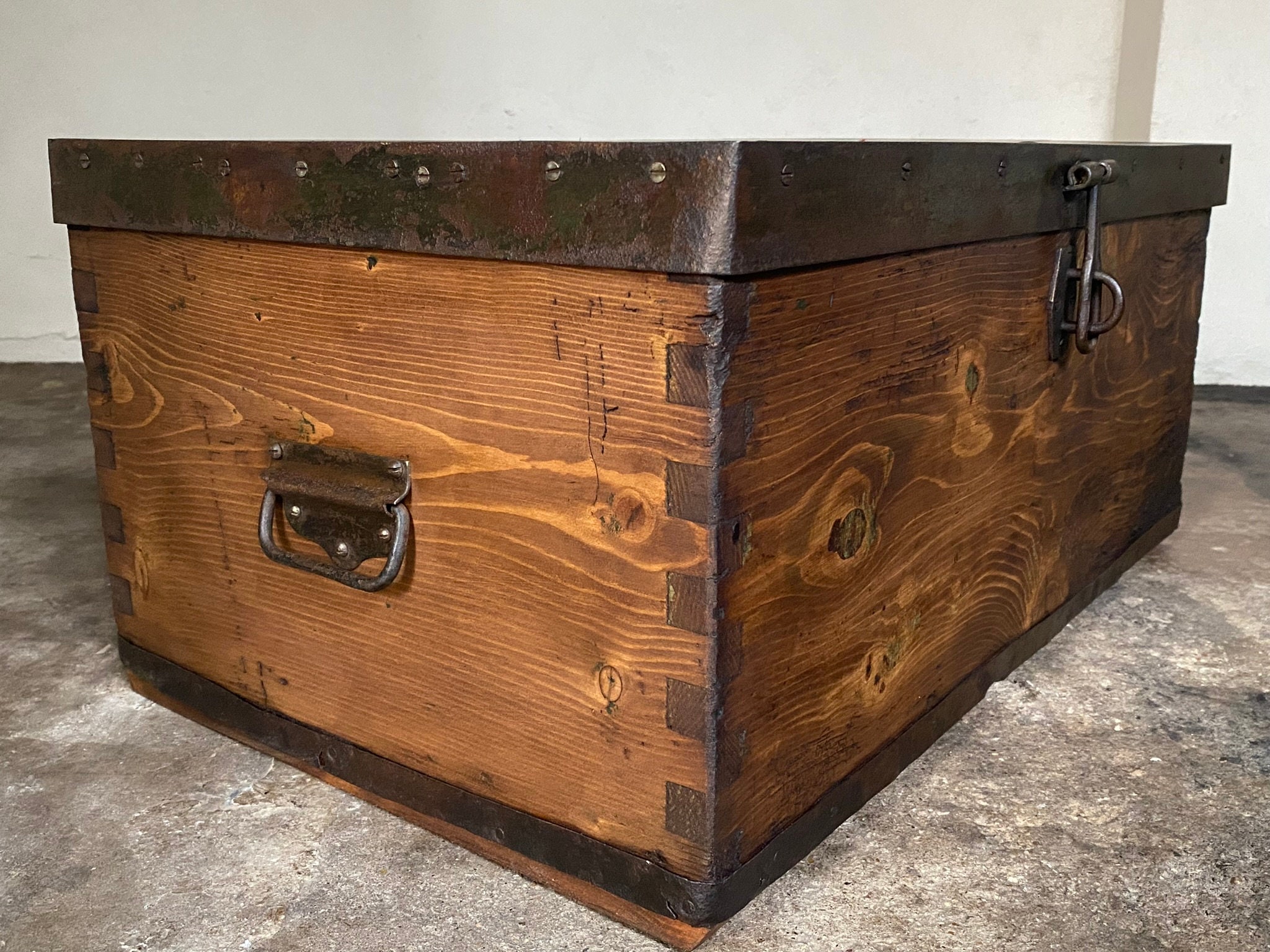 VINTAGE Industrial Wooden Trunk Chest, Coffee Table, TV Stand ...