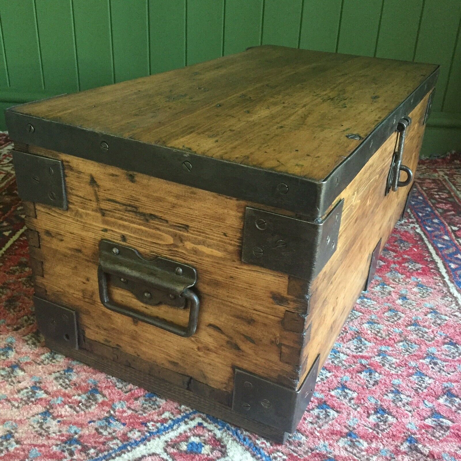 Reclaimed Vintage Military Chest Old Rustic Industrial Pine Trunk ...