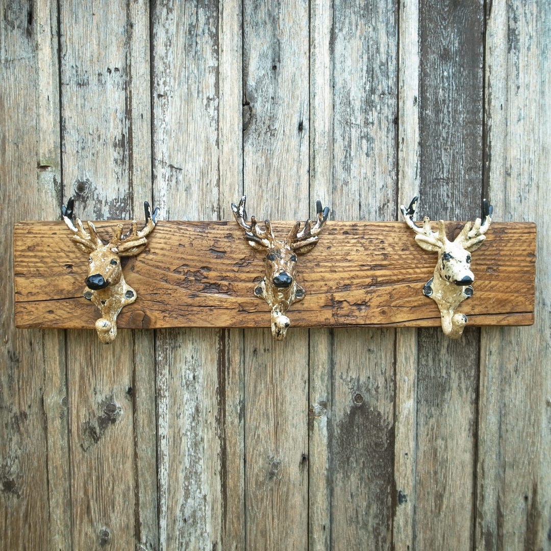 Vintage Stag Coat Rack Hooks Rustic Wood Sustainable Home Wall Decor ...