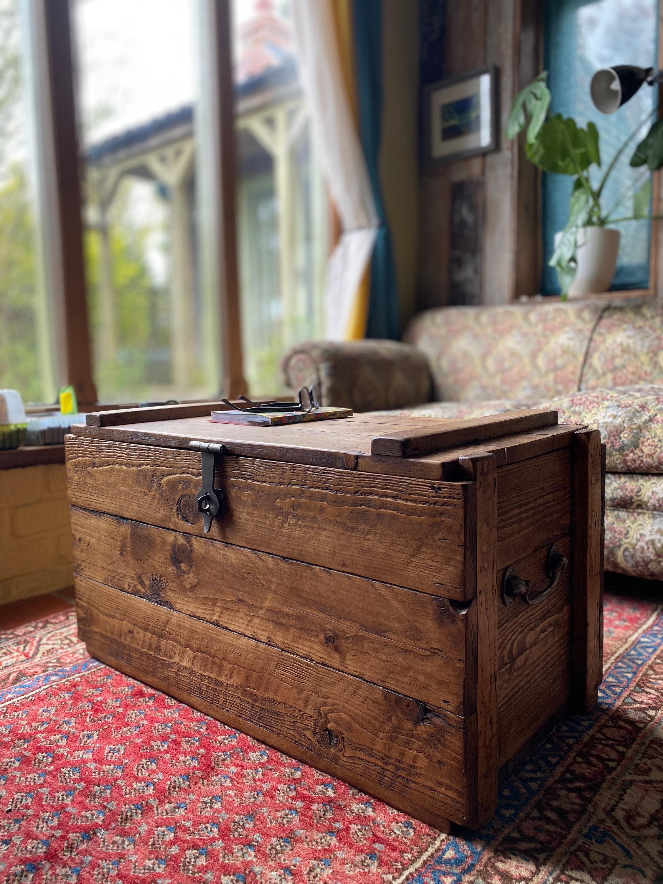 Rustic TRUNK Chest Coffee Table | Storage Box | Ottoman | Reclaimed ...