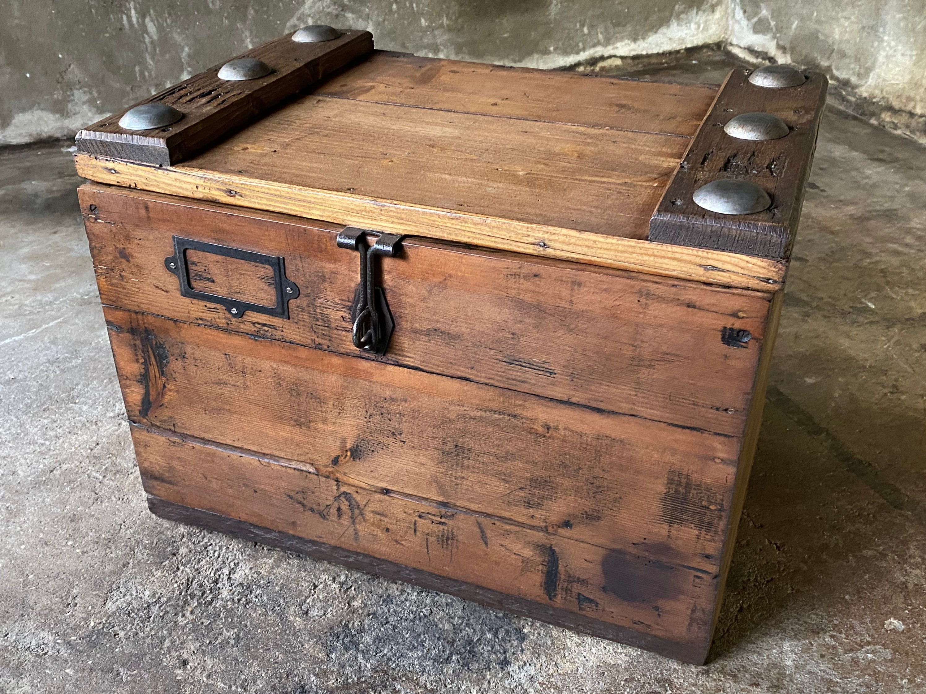 ANTIQUE Industrial Wooden Trunk Chest, Table, TV Stand - Upcycled ...