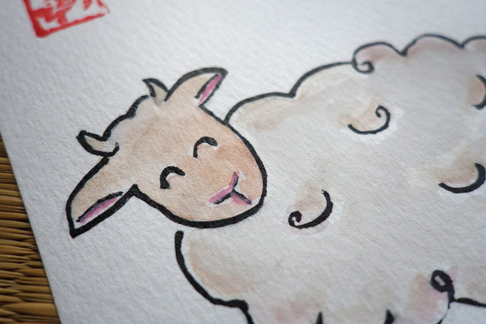 Chinese Zodiac Sheep (goat) Original Watercolor & Ink Painting - Etsy