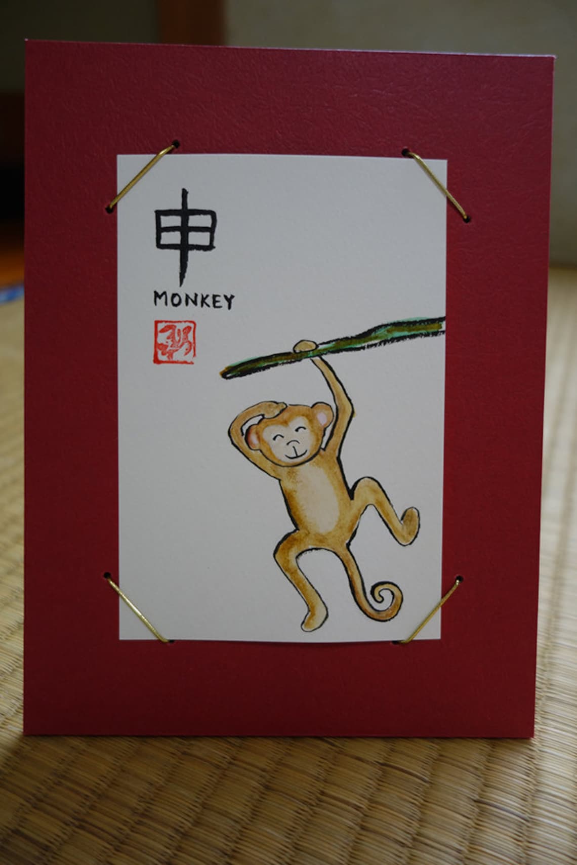 Chinese Zodiac Monkey Original Watercolor & Ink Painting - Etsy