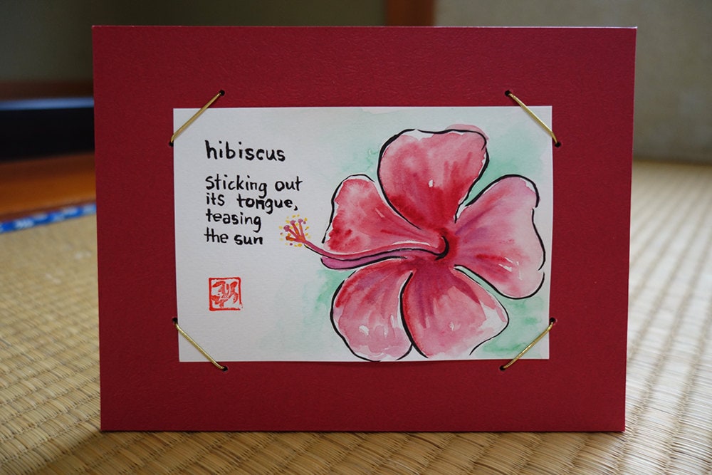 Hibiscus Tongue Original Watercolor & Ink Painting - Etsy