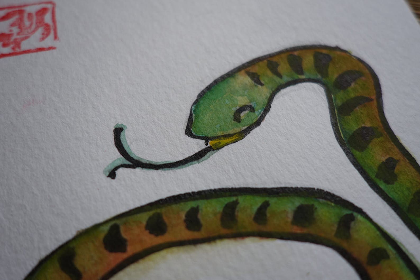 Chinese Zodiac Snake (serpent) Original Watercolor & Ink Painting - Etsy