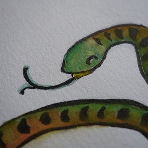 Chinese Zodiac Snake (serpent) Original Watercolor & Ink Painting - Etsy