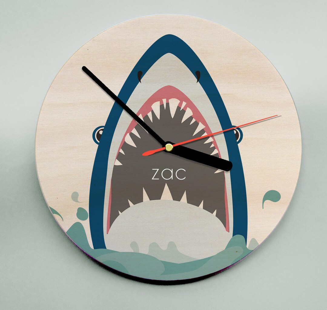 Personalised Clock / Shark Clock / Kids Clock / Boys Clock / - Etsy