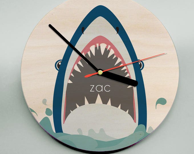 Personalised Clock / Shark Clock / Kids Clock / Boys Clock ...