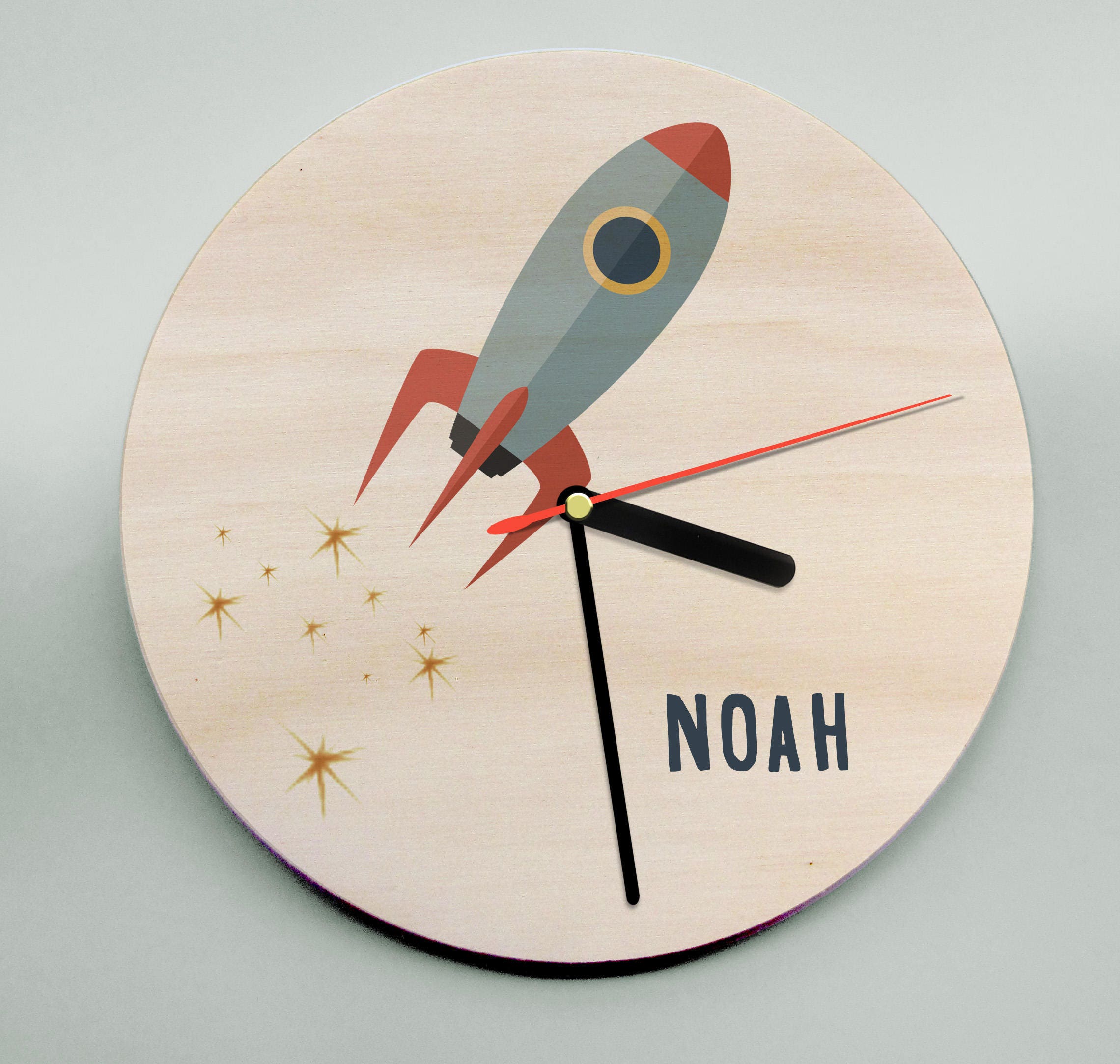 Wooden Personalised Child's Clock Space Rocket With - Etsy