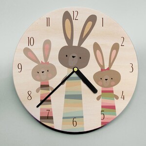 Girls Clock / Bunny Clock / Personalised Clock / Childs Clock / Unique ...