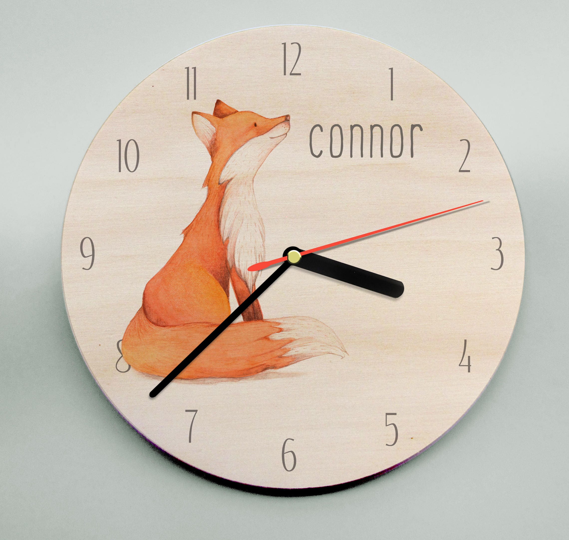 Fox Clock / Woodland Clock / Childs Clock / Personalised Clock - Etsy ...