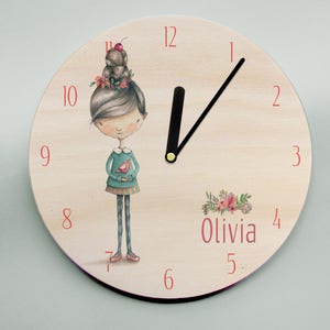 Girls Room Clock / Large Wood Clock / Nursery Wall Clock/ Childs Clock ...