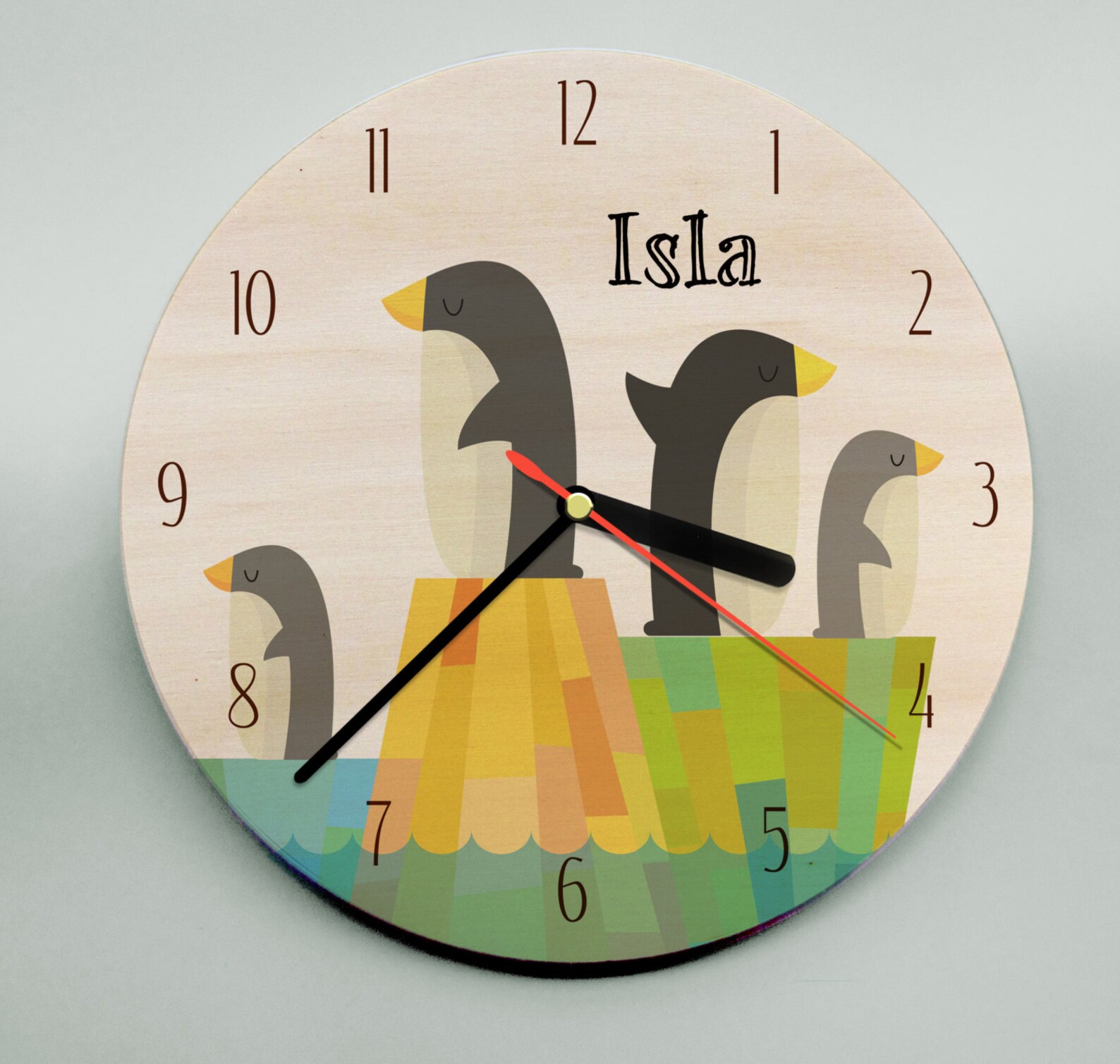 Kids Clock / Penguin Clock / Cute Clock / Personalised Clock / - Etsy