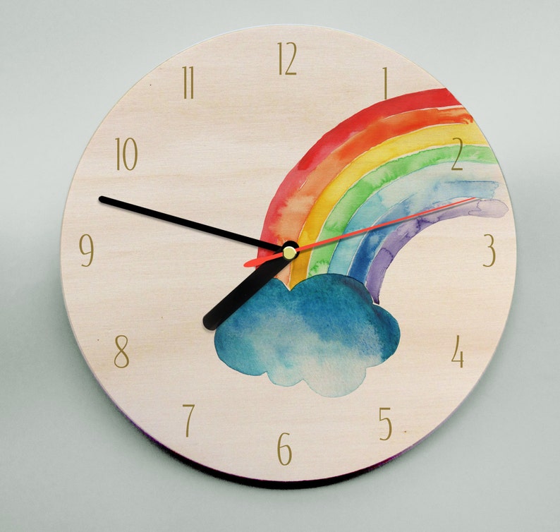 Rainbow and Cloud Clock / Nursery Clock / Unique Personalised - Etsy