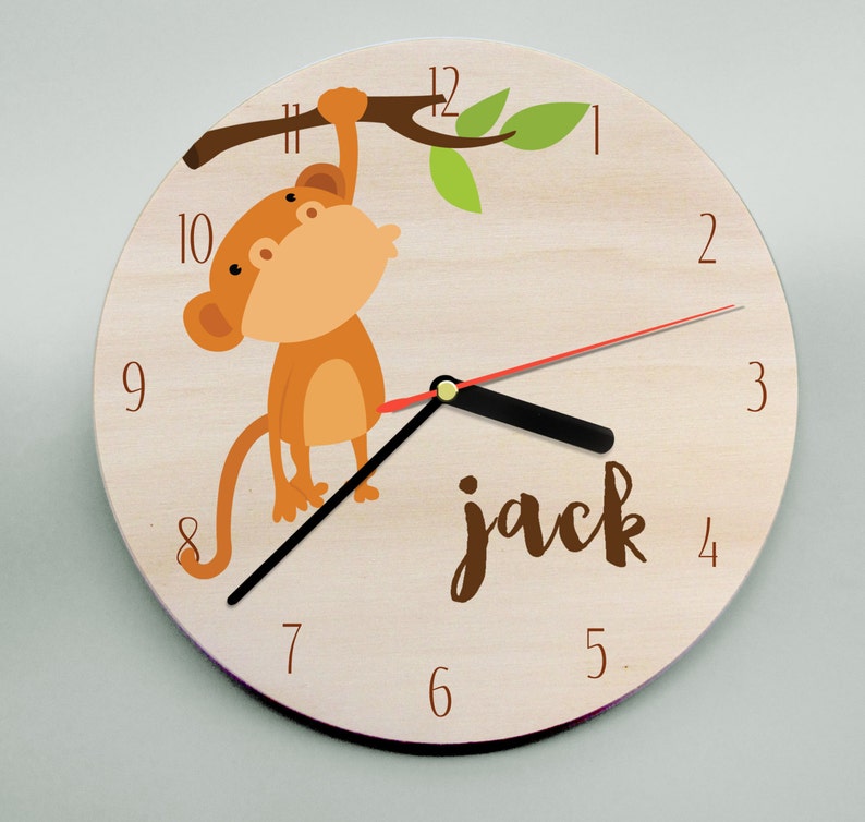 Monkey Clock / Personalised Clock / Personalized Wooden Clock - Etsy ...