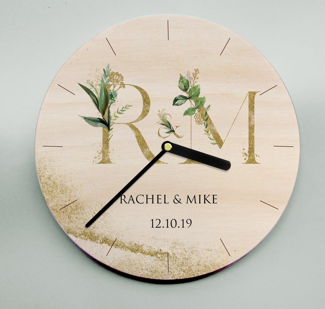 5th Anniversary Clock This Modern Monogram Wooden Clock is Perfect for ...