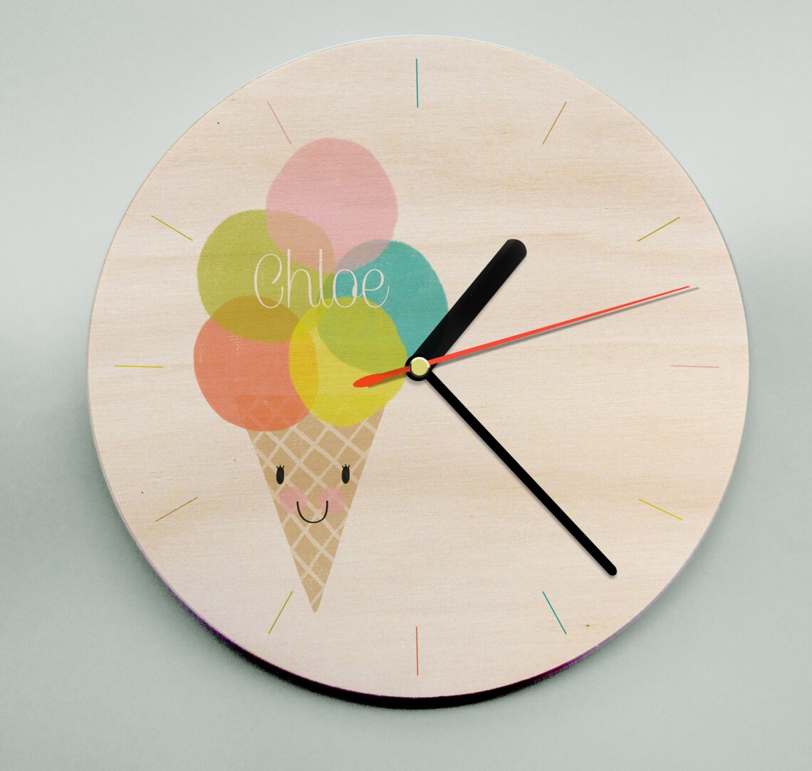 Personalised Wooden Clock Child's Clock Featuring a | Etsy