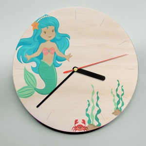 Mermaid Clock / Modern Kids Clock / Nursery Clock / Children's Clock ...
