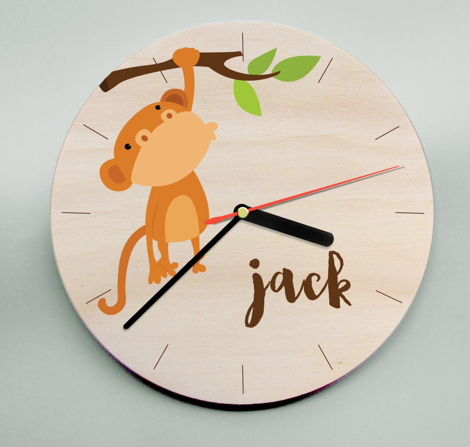 Monkey Clock / Personalised Clock / Personalized Wooden Clock - Etsy ...